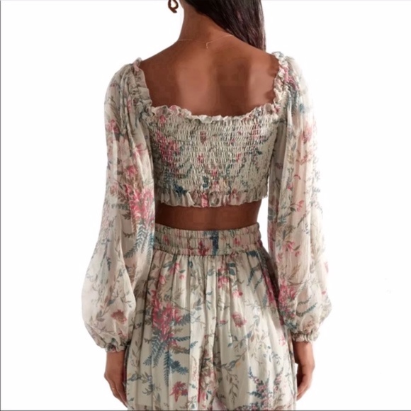 Zimmermann | Tops | New Zimmerman Bayou Floral Shirred Silk Crepe ...